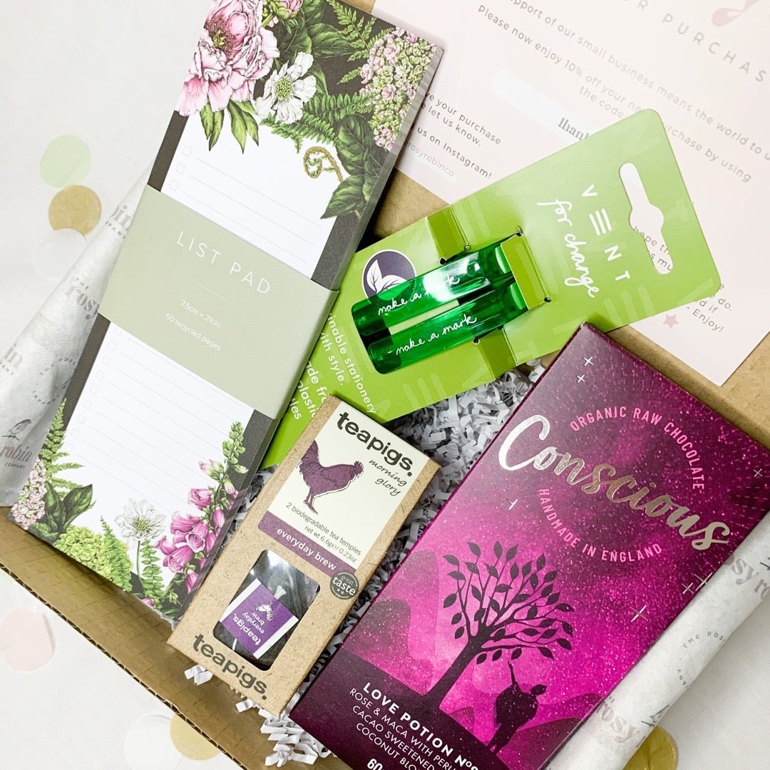 Gifts for Her | Gift Set, Recycled Notepad and Pen, Tea, Chocolate ...